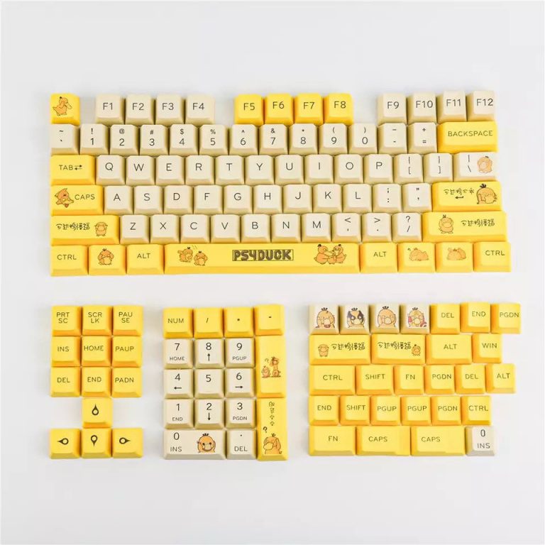 Pokemon Theme Psyduck 128 Keycaps For Mechanical Keyboard - Anime Keyboard
